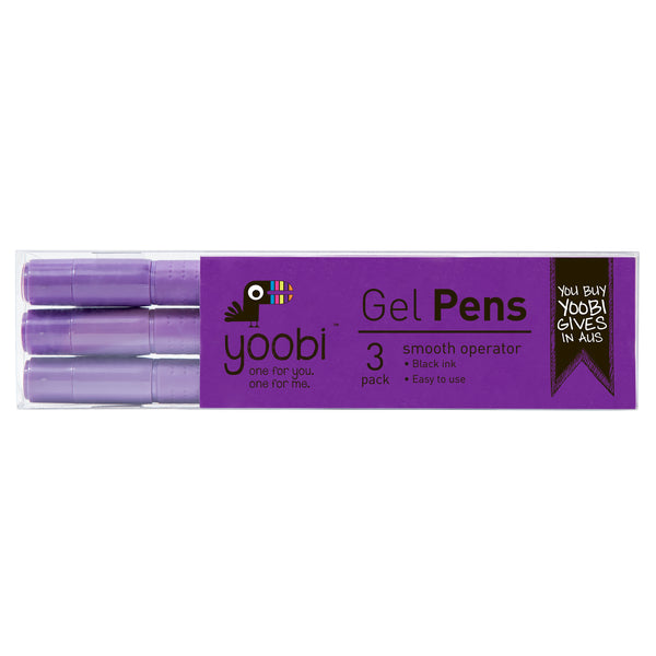 GEL PEN - ROLLERBALL TRIANGLE PURPLE - BLACK INK 3PK - Yoobi Australia